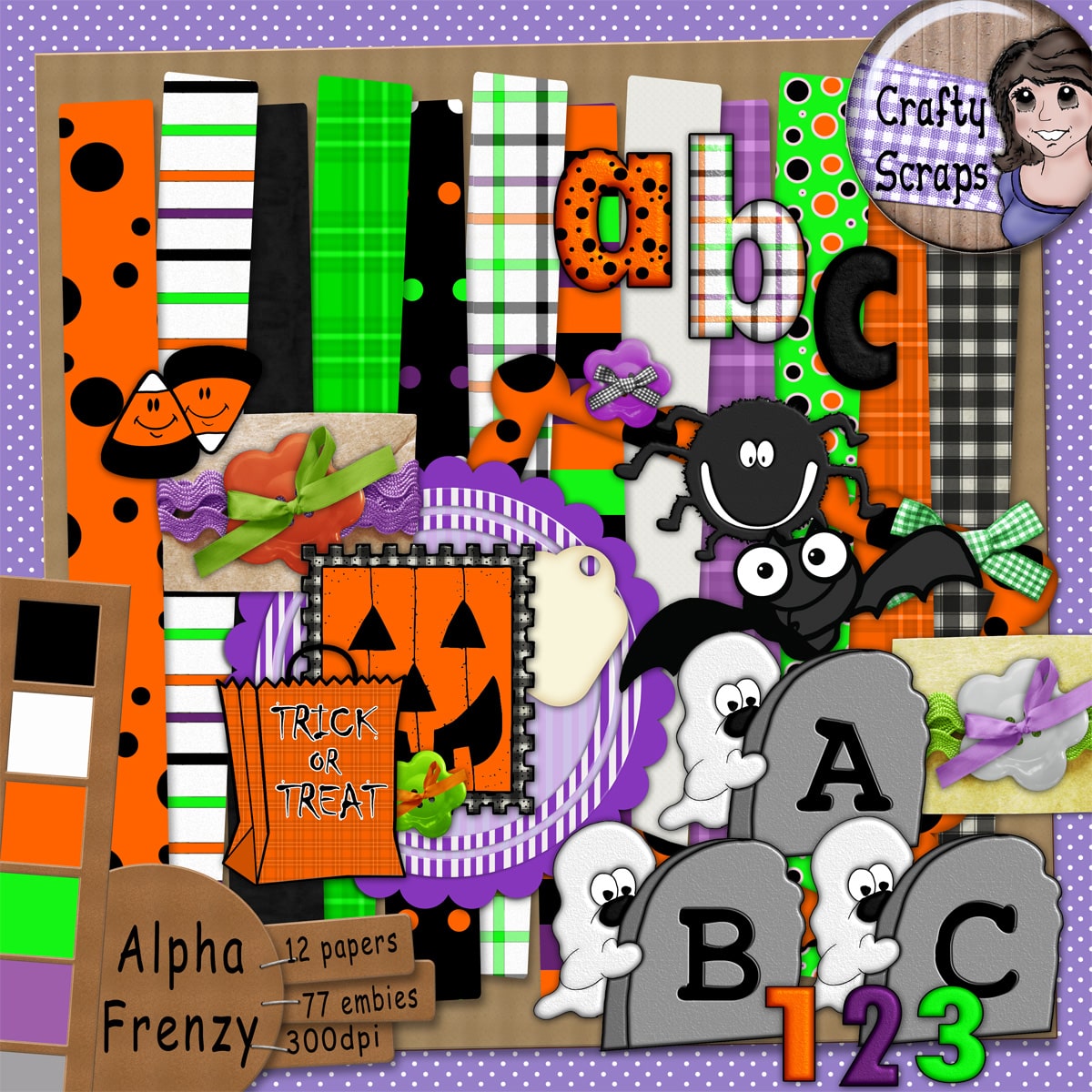 Make Fun Halloween Pages - Digital Scrapbooking Kit Mega Set